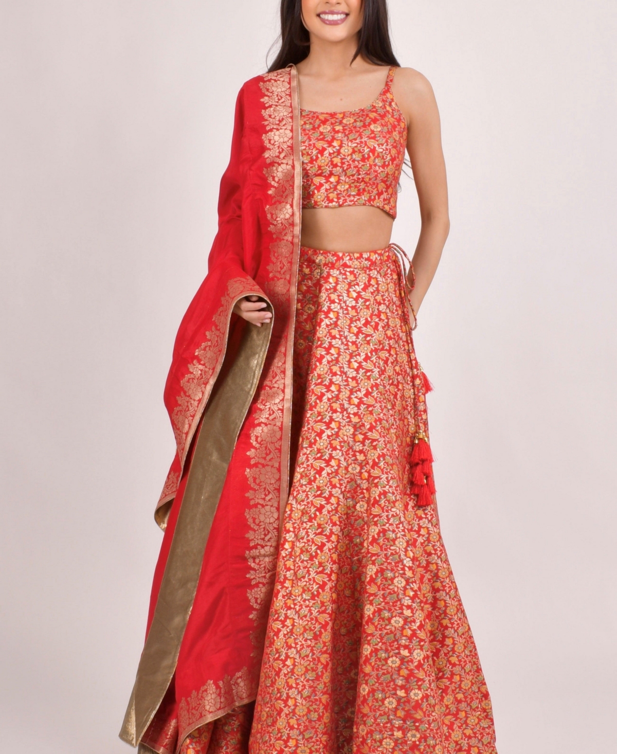 Click here for Raas Womens Red Banarasi Jacquard Lehenga Choli -... prices