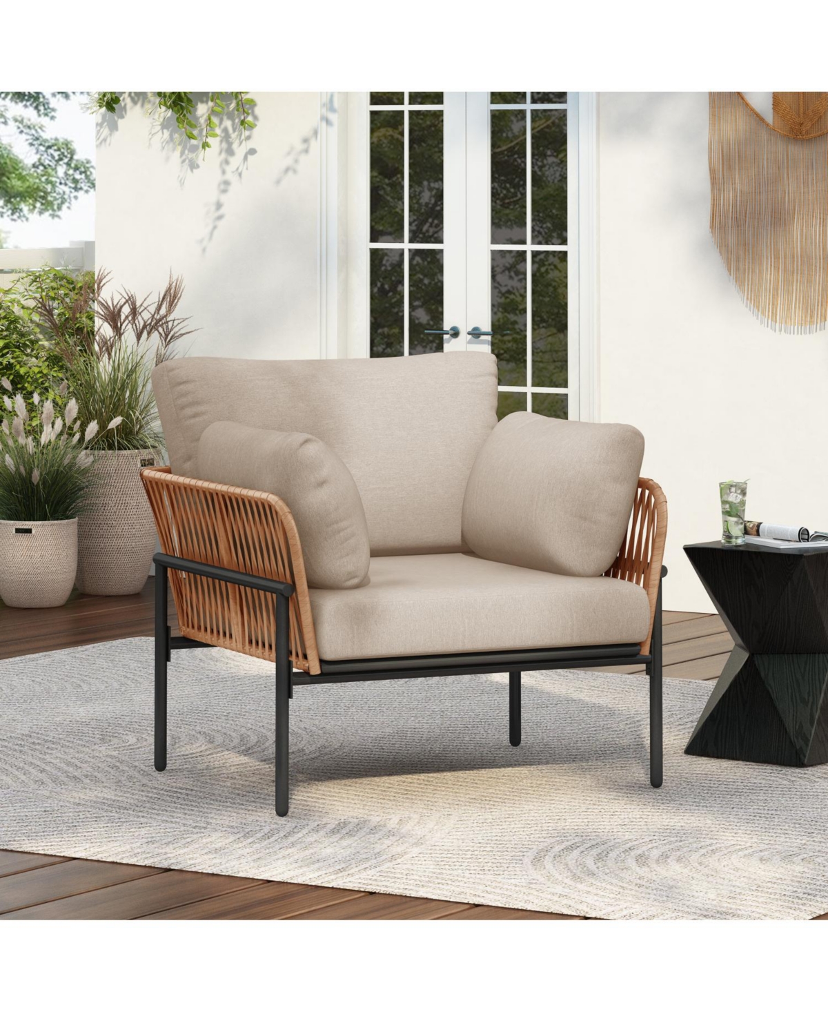 Click here for Streamdale Furniture Rope & Wood Lounge Chair with... prices