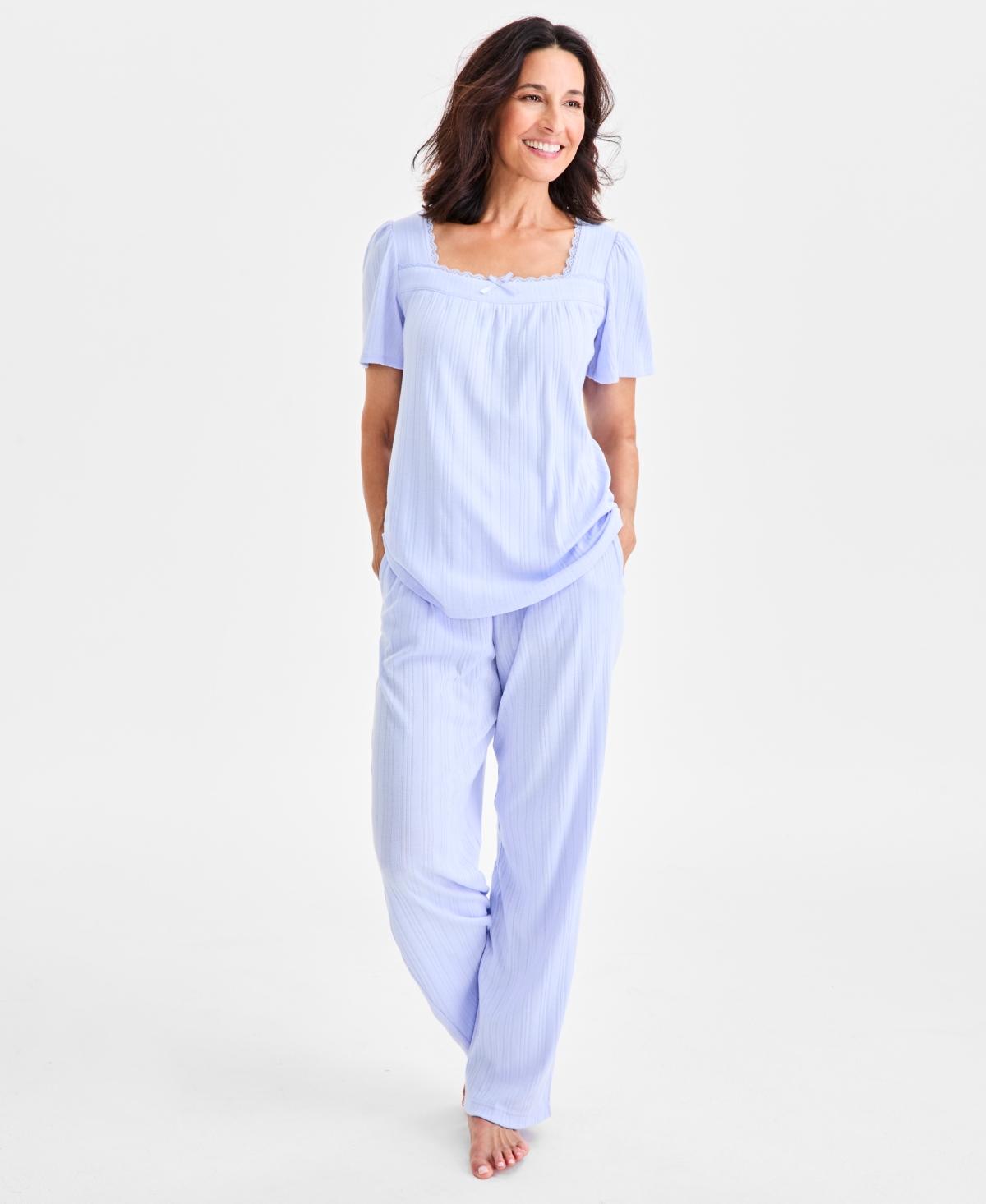 Click here for Charter Club Womens Short-Sleeve Pointelle Knit Pa... prices