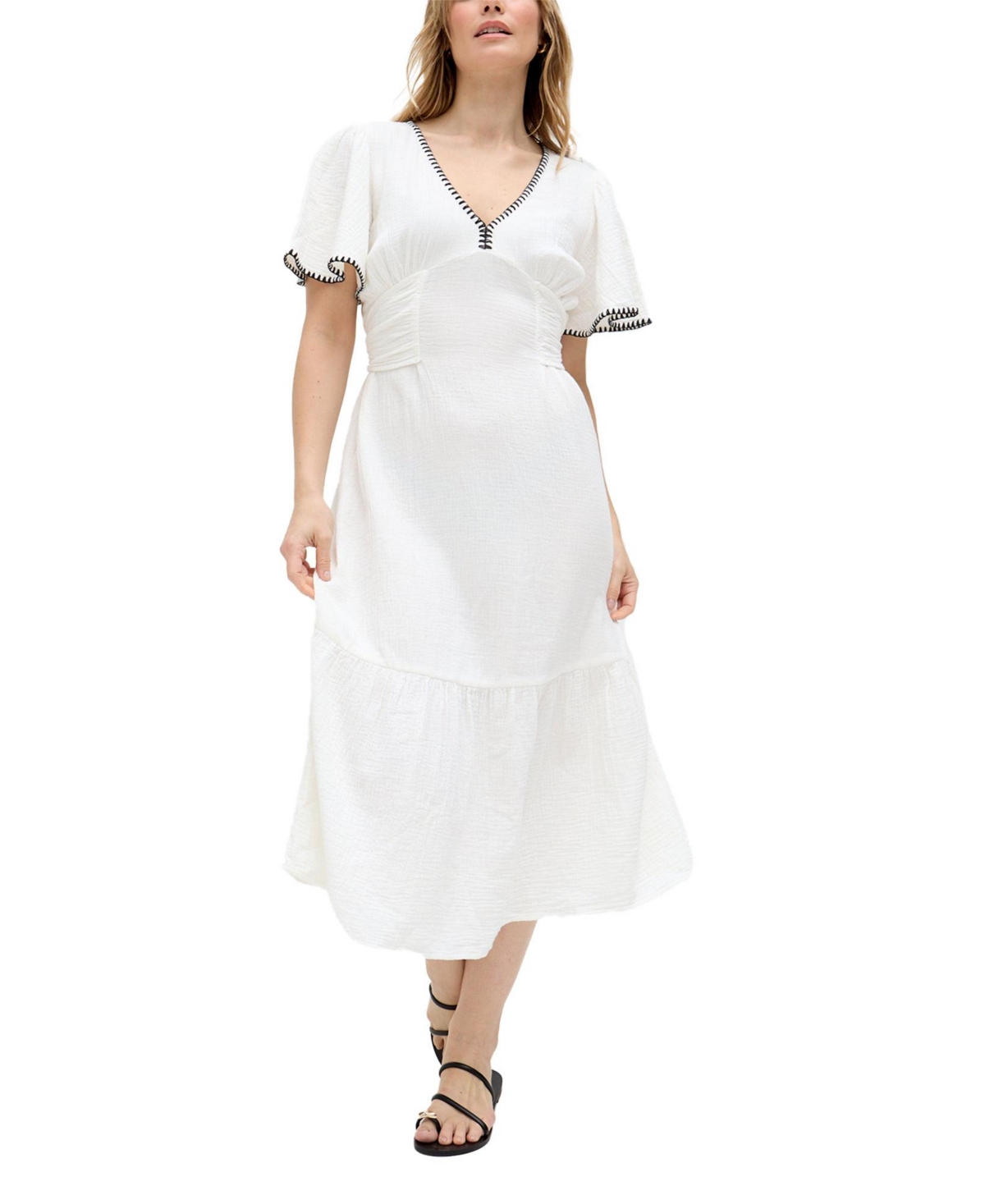 Click here for Raffya Womens Delilah V-Neck Front Tie Midi Dress... prices