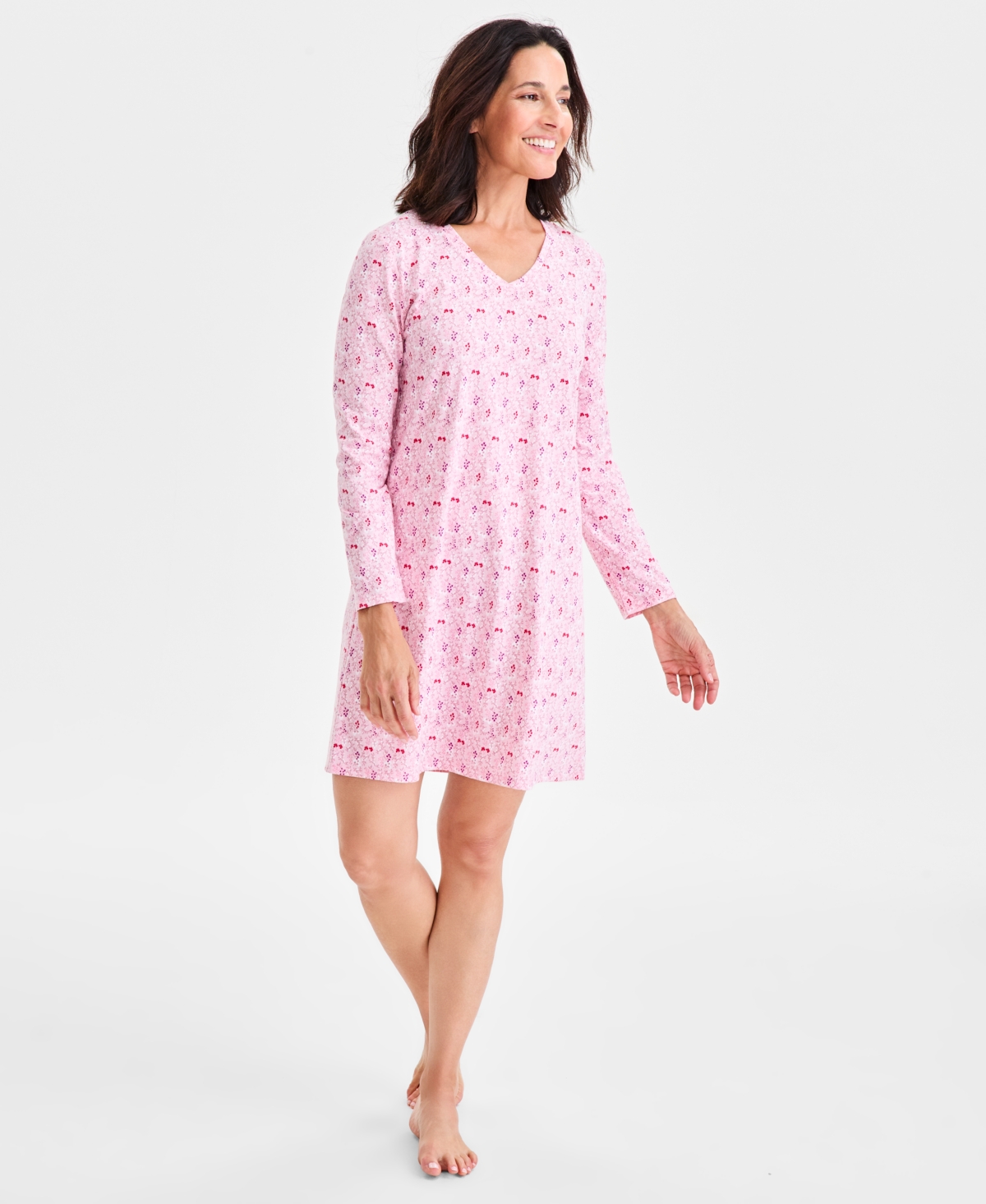 Click here for Charter Club Womens Printed Jersey Sleepshirt - Pi... prices