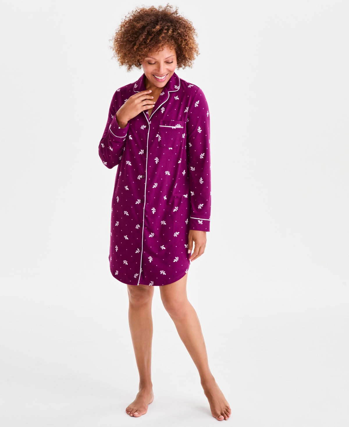 Click here for Charter Club Womens Jersey Printed Long Sleeve Sle... prices