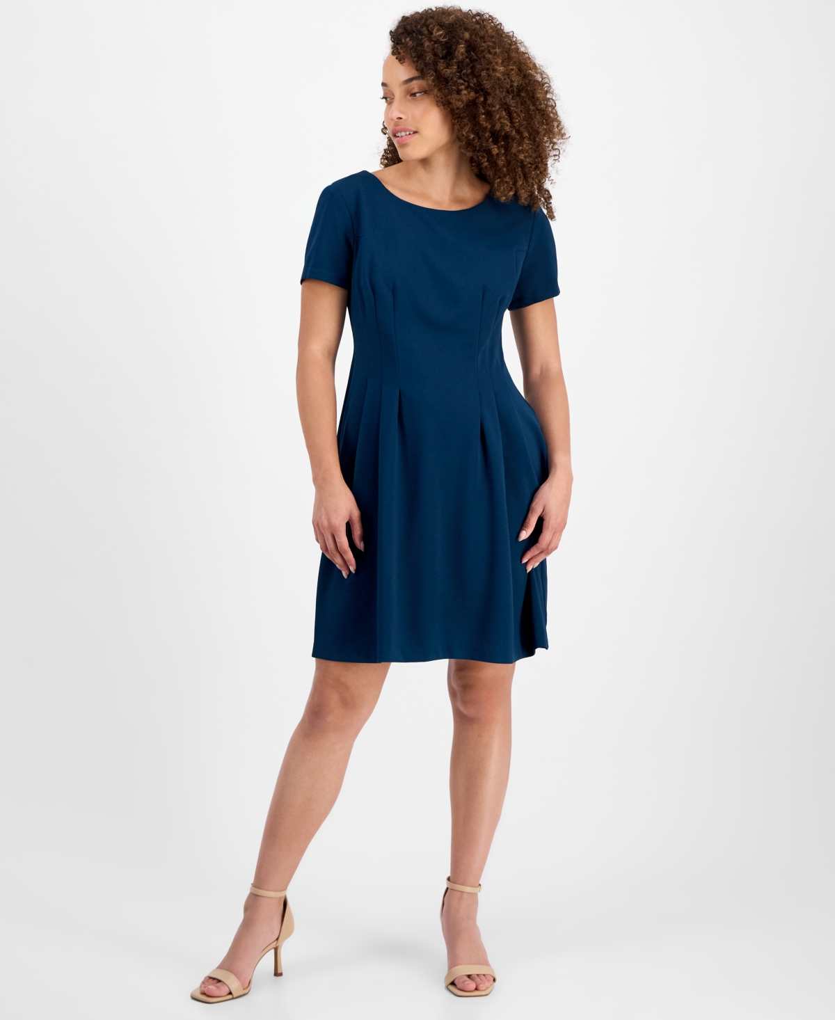 Click here for Connected Petite Dart-Waist Short-Sleeve Dress - D... prices
