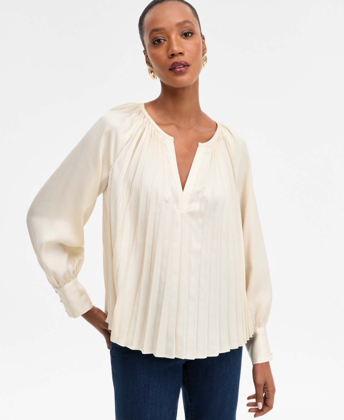 Click here for I.n.c. International Concepts Womens Pleated V-Nec... prices