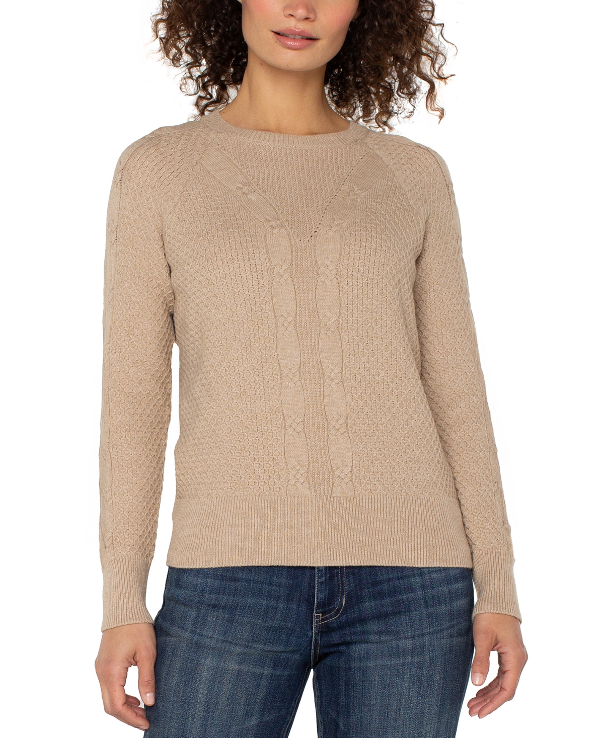 Liverpool Los Angeles Womens Crewneck Long-Sleeve Raglan Sweater - Harvest Khaki Melange
