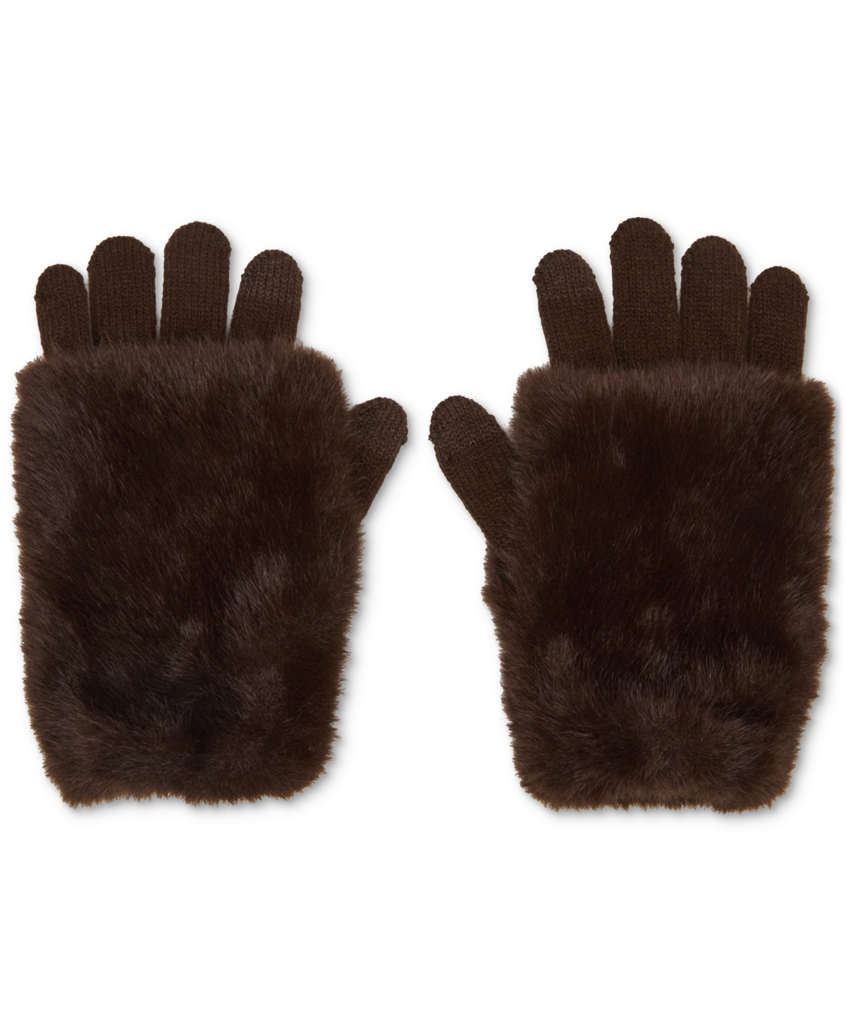 Click here for Steve Madden Faux-Fur-Cuff Cozy Knit Gloves - Dark... prices