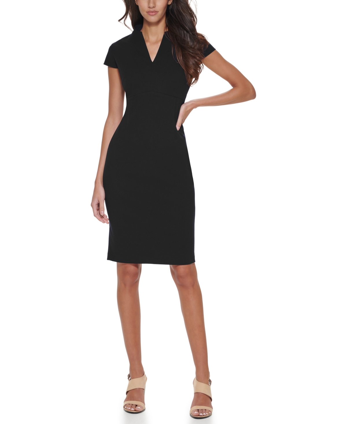Click here for Calvin Klein Womens Scuba Crepe Split V-Neck Sheat... prices
