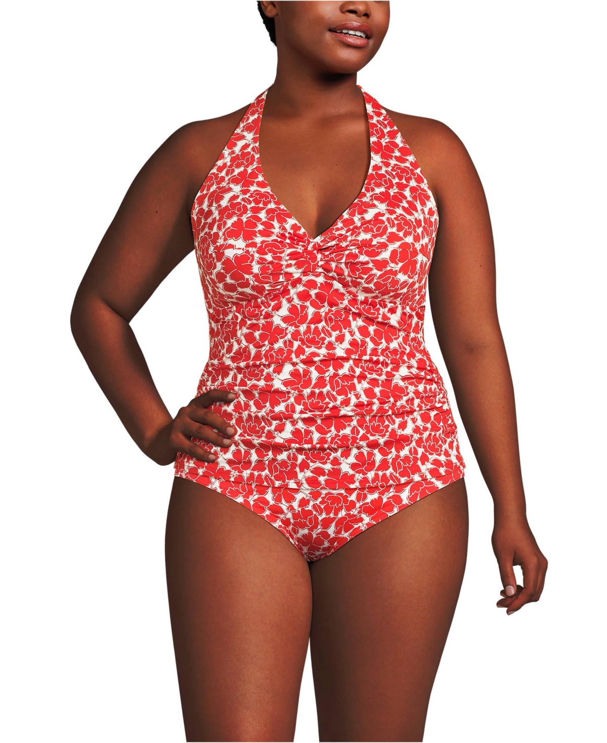 Click here for Lands End Womens Twist Halter Tankini Top - Daylil... prices