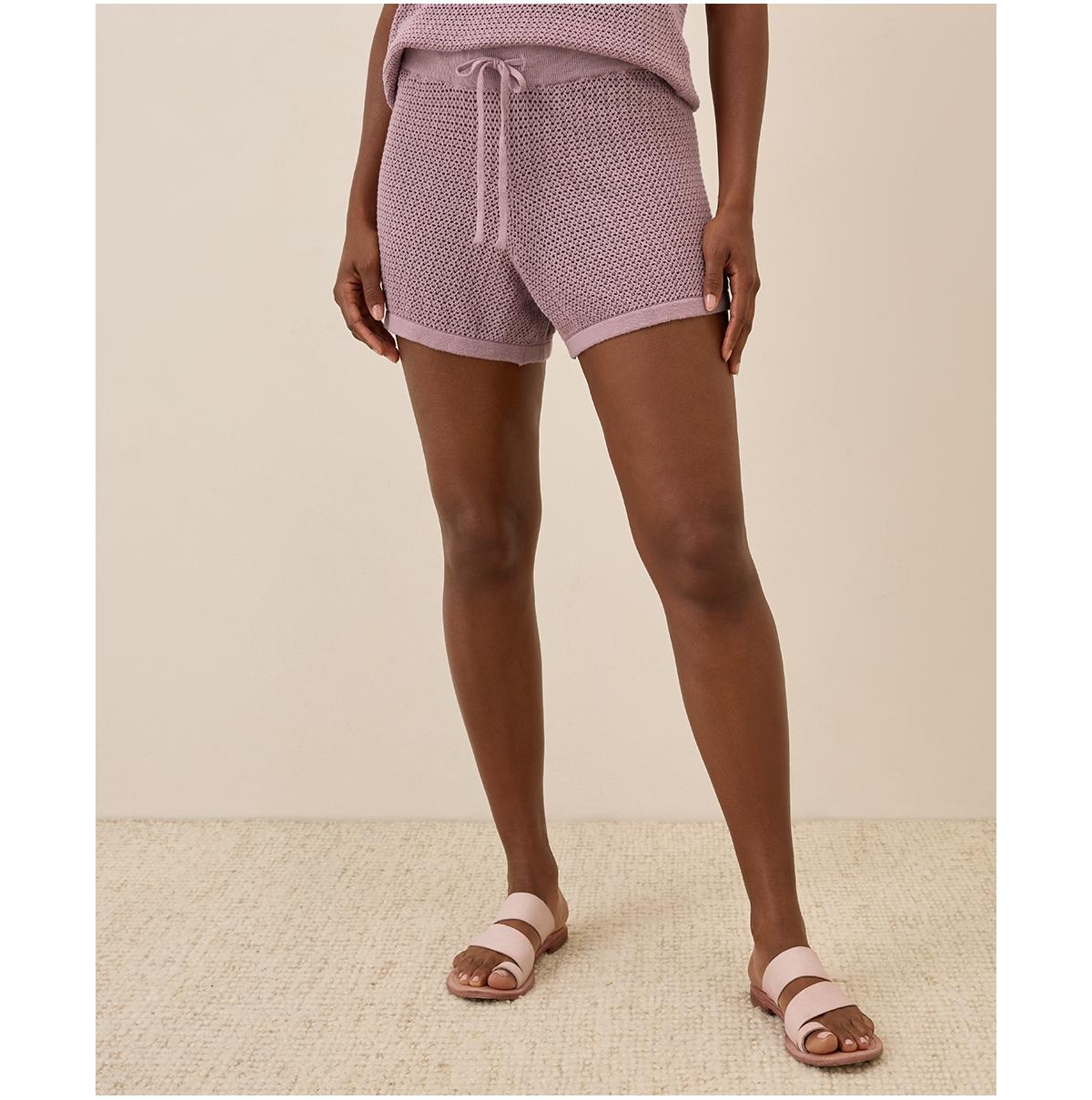 Click here for Pact Womens Beachside Linen Crochet Short - Lavend... prices