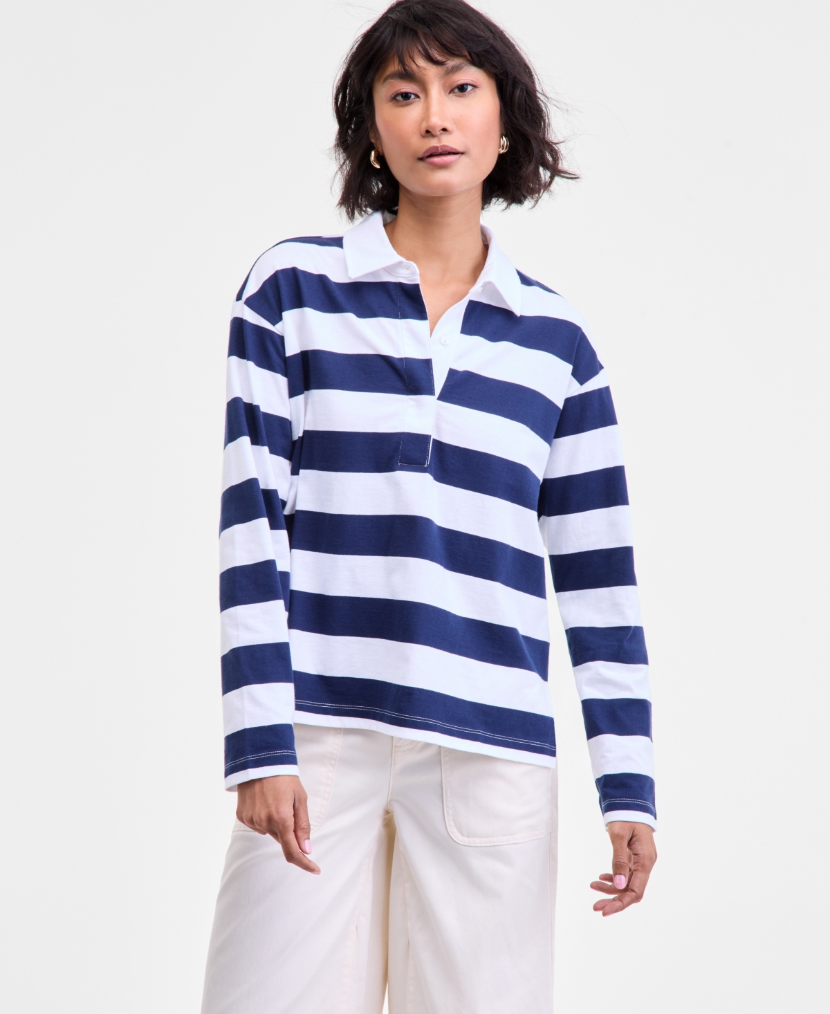 Click here for On 34th Womens Striped Rugby Top  Macys Exclusive... prices