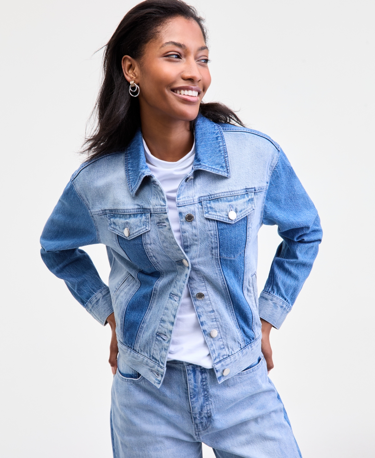Click here for On 34th Womens Two-Tone Denim Trucker Jacket  Macy... prices