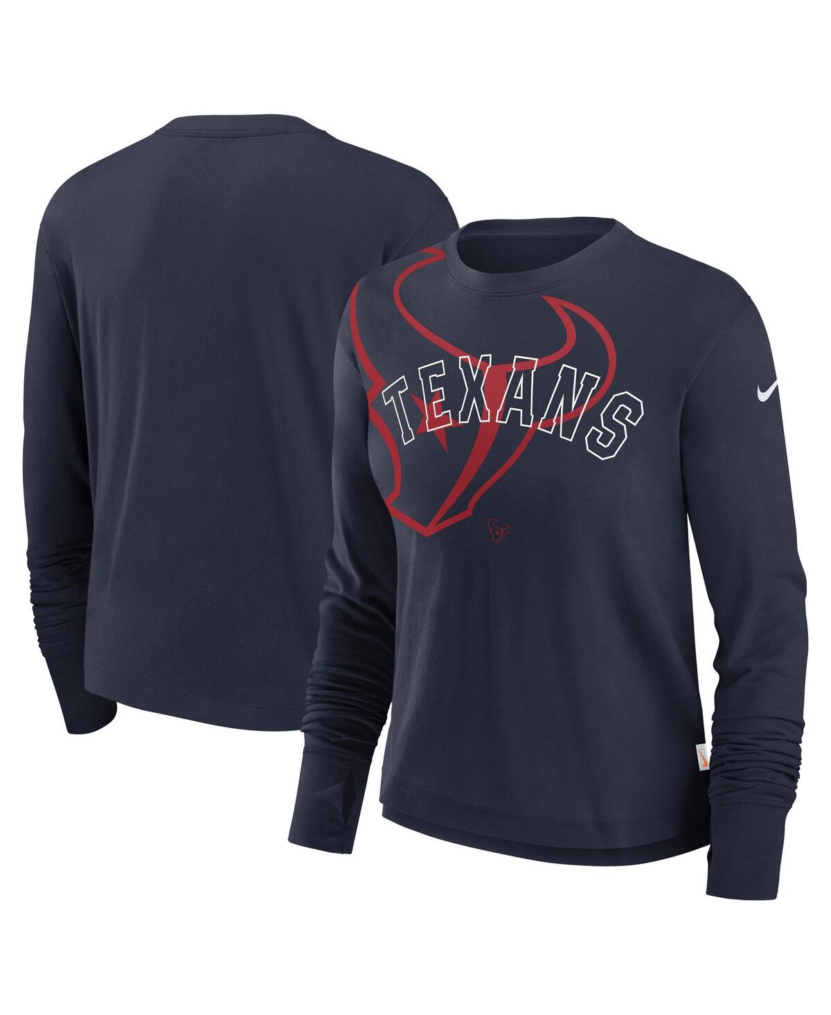Click here for Nike Womens Navy Houston Texans Layered Logo Cropp... prices