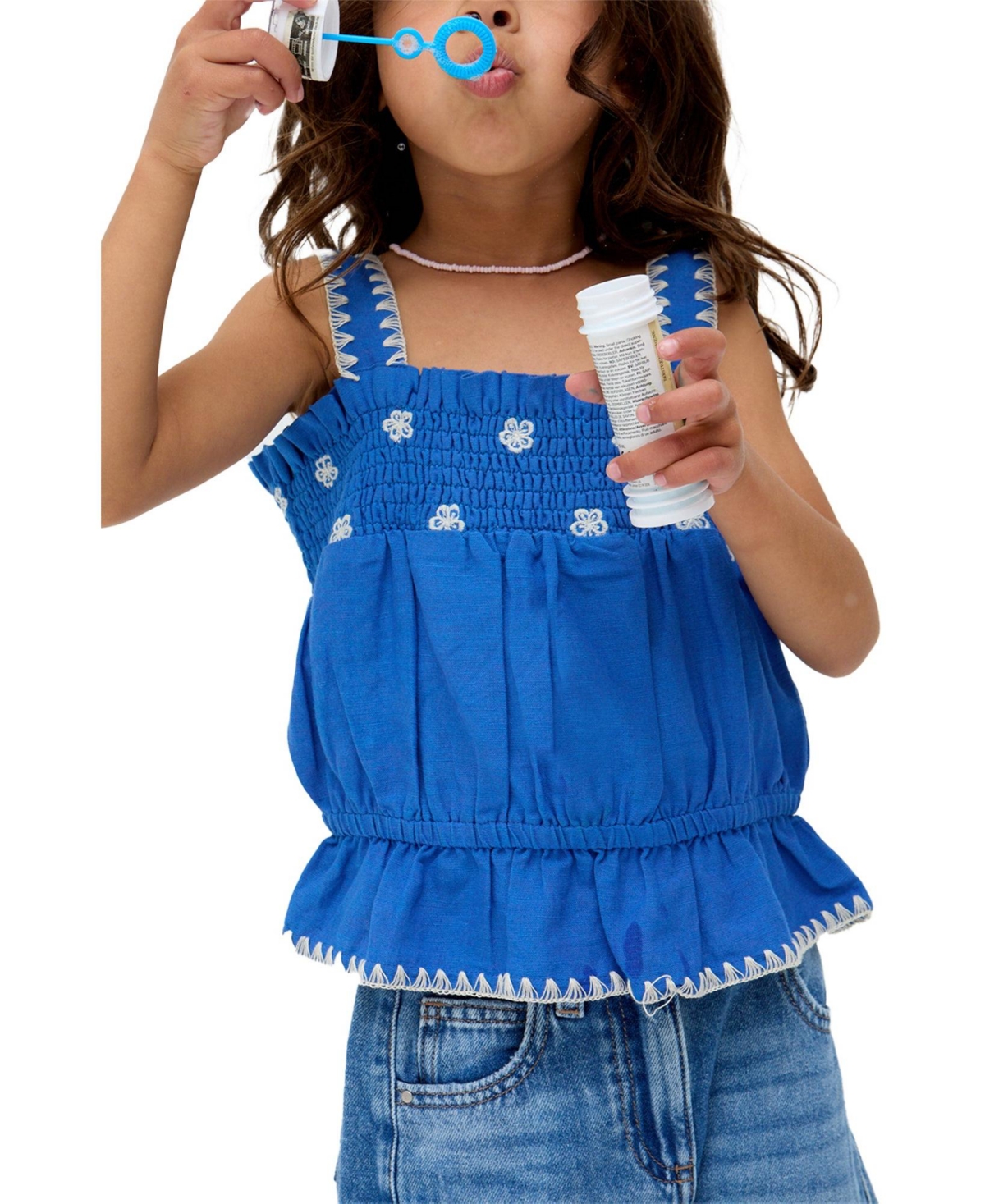 Click here for Raffya Kids Tilly Blanket Stitch Peplum Hem Blouse... prices