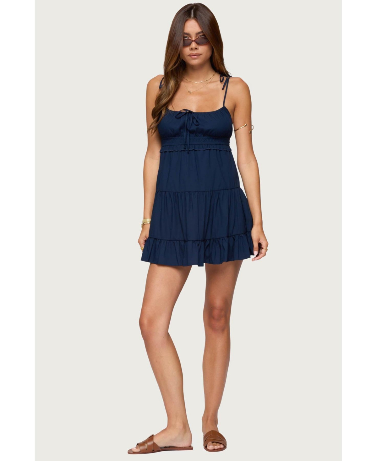 Click here for Edikted Womens Sontana Ruched Tiered Mini Dress -... prices