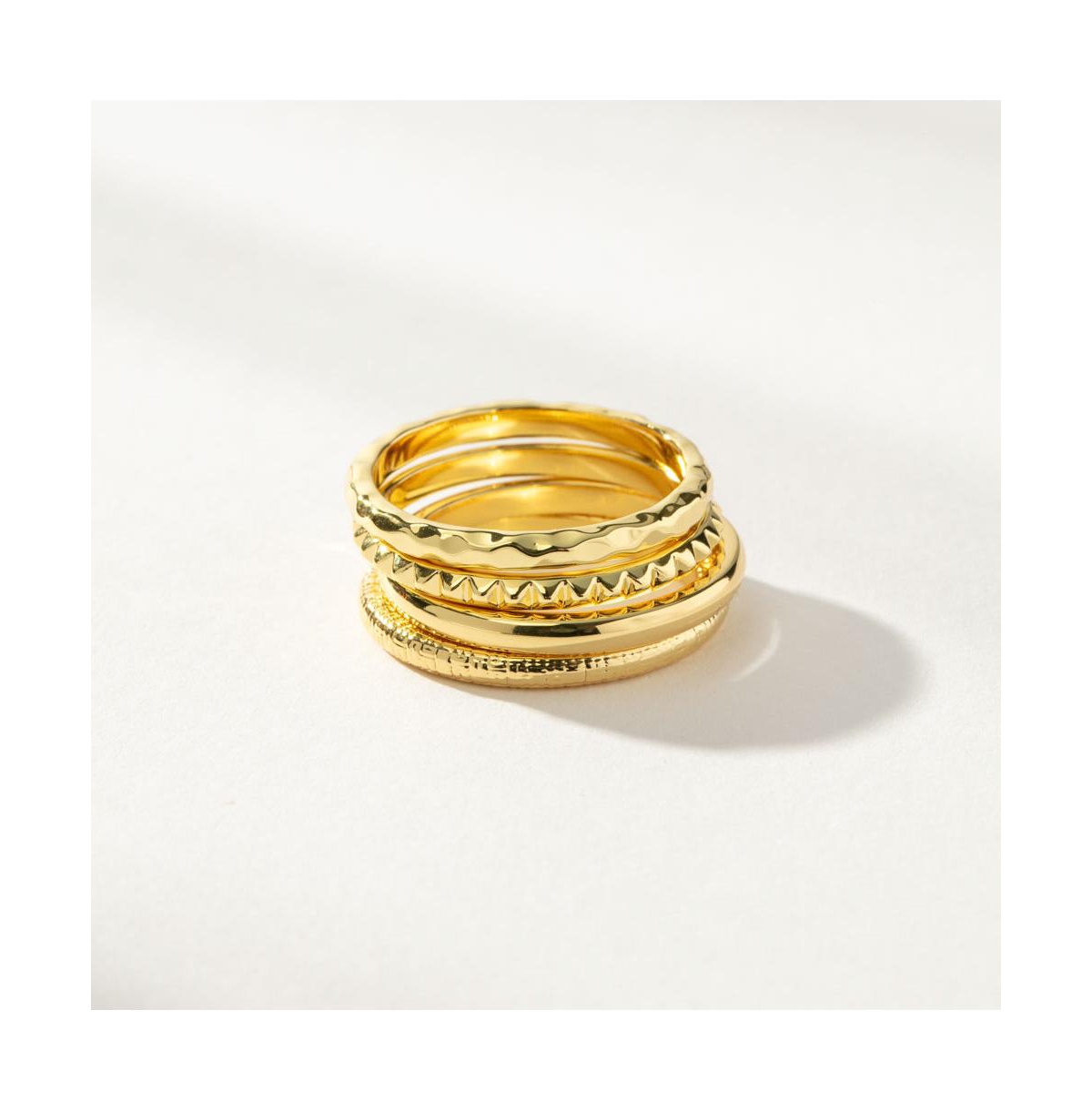 Click here for 14K Gold-Plated Textured Ring Stack (Set of 4) - G... prices