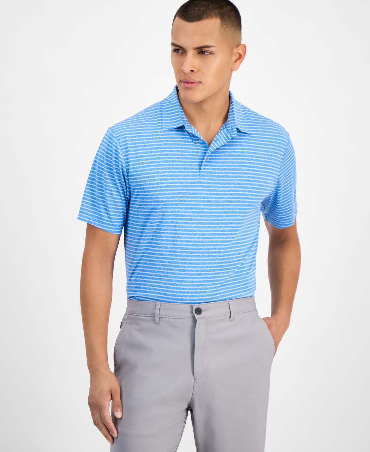 Click here for Pga Tour Mens Heathered Stripe Golf Polo Shirt - L... prices