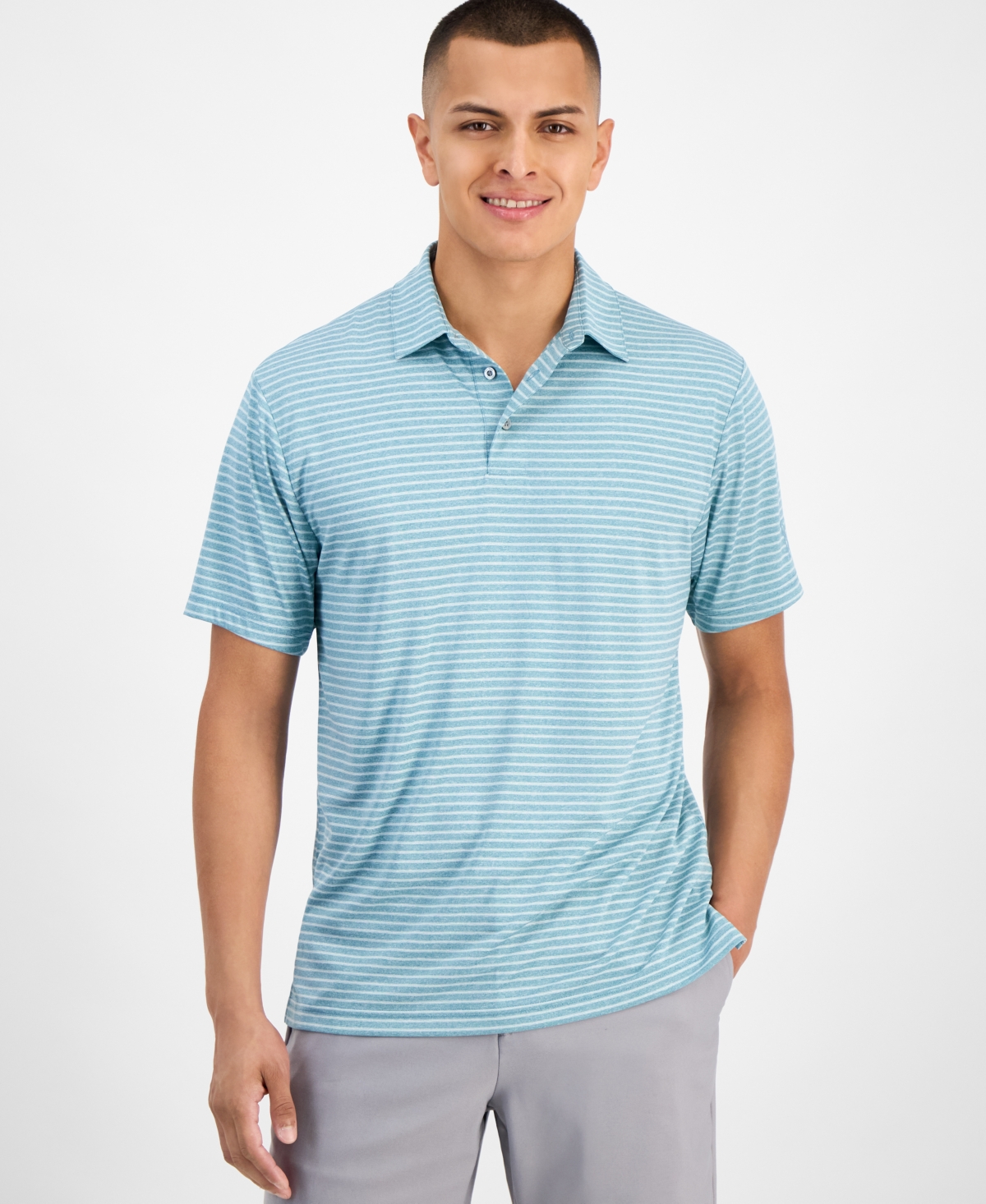 Click here for Pga Tour Mens Heathered Stripe Golf Polo Shirt - B... prices