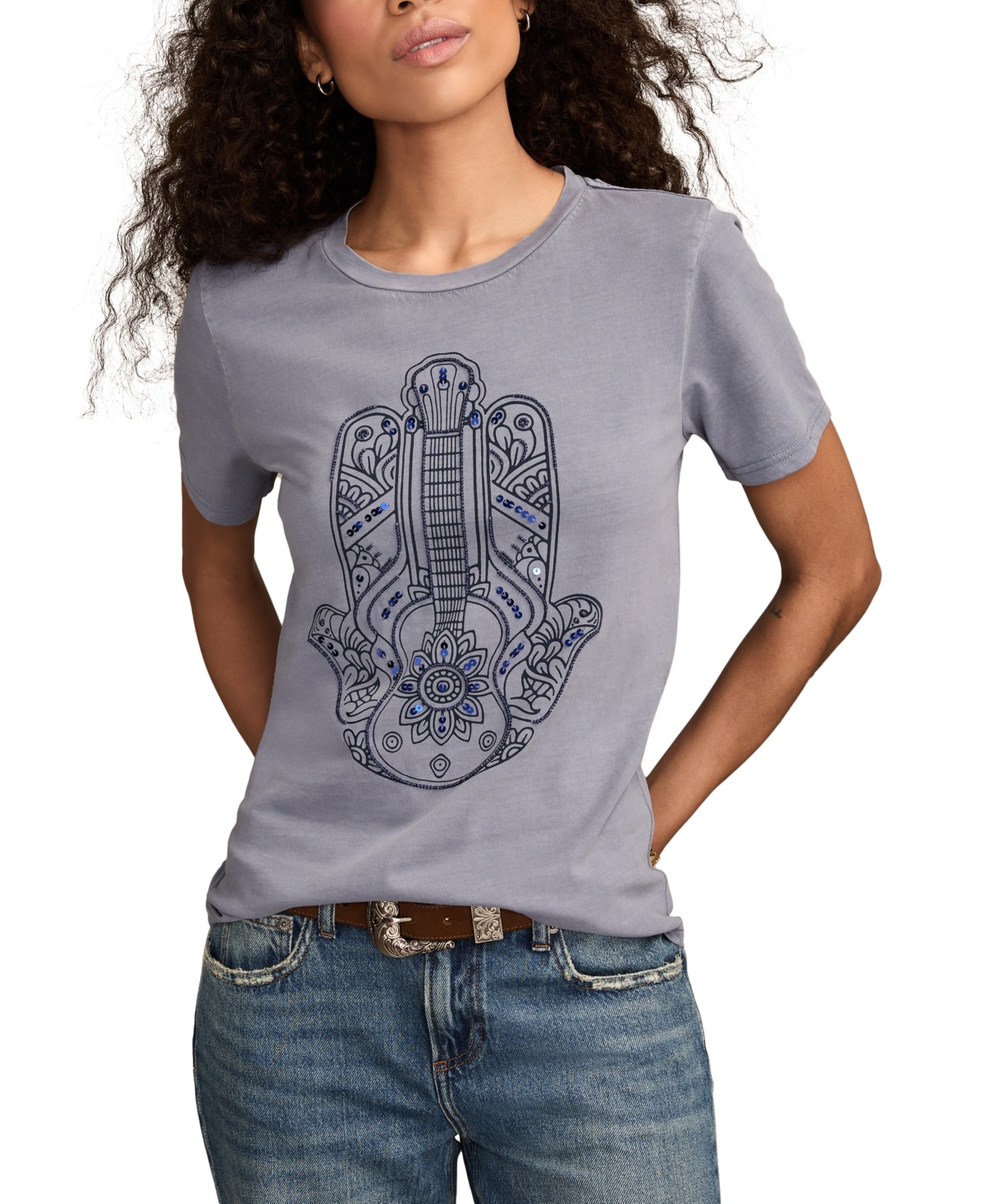 Click here for Lucky Brand Womens Guitar Hamsa Classic Crewneck C... prices