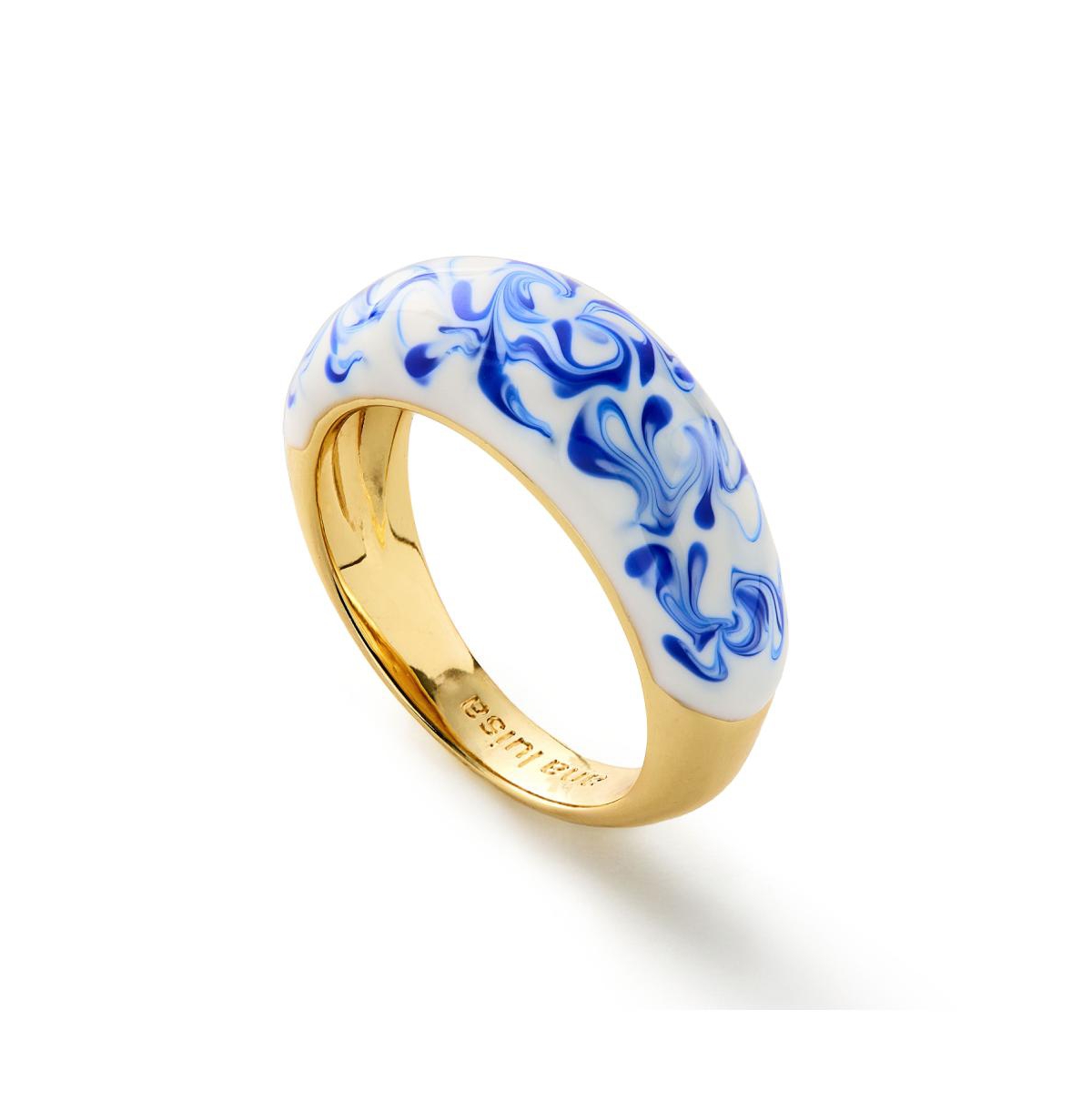 Click here for Ana Luisa Enamel Ring - Wrenley Marble Blue - Gold prices