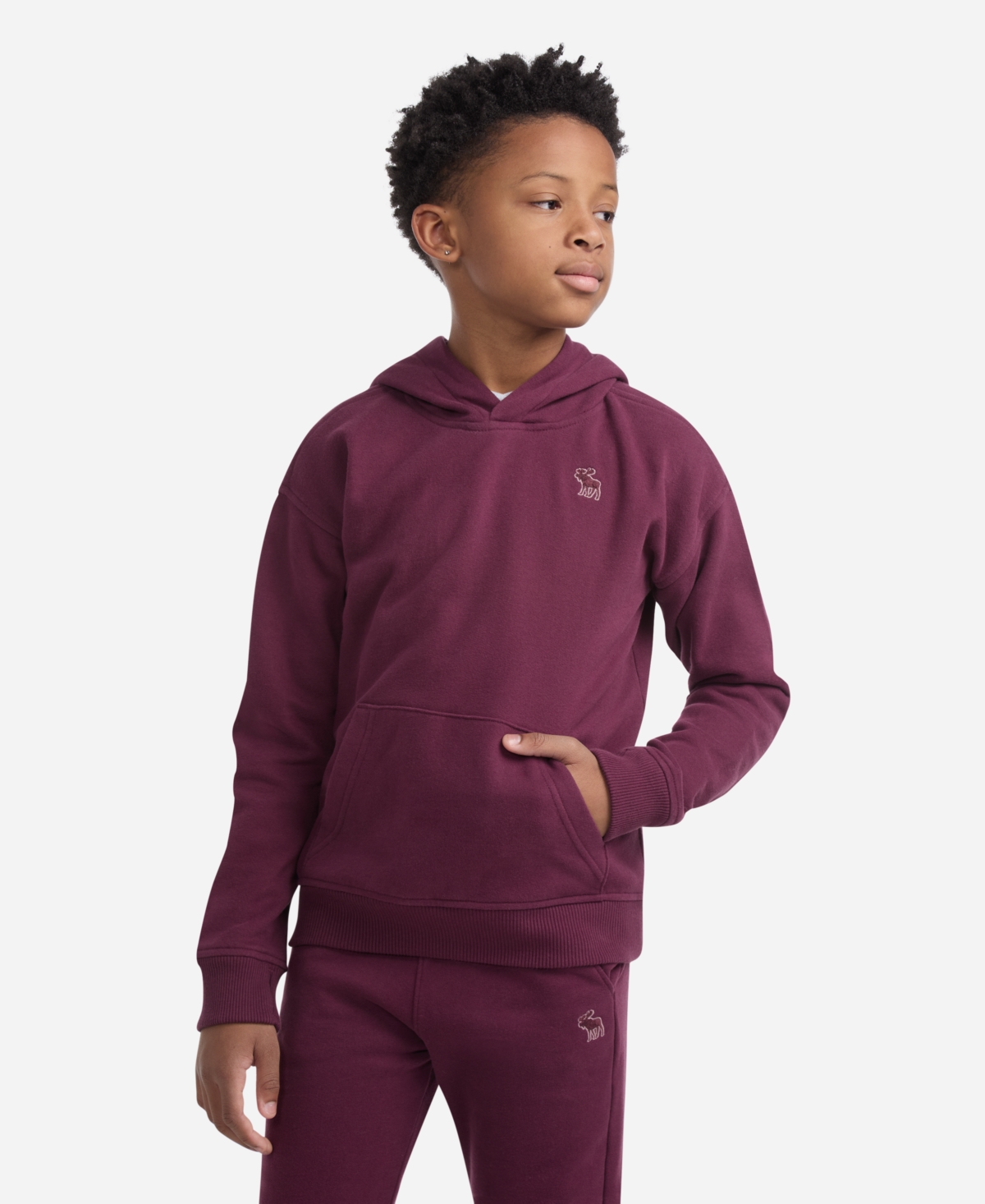 abercrombie kids Boys Essential Fleece Pullover Hoodie - Fig