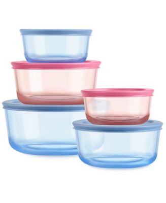 Pyrex Simply Store Tinted 10-Pc. Round Storage Set - Macy's