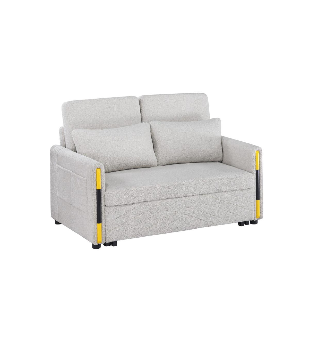 Click here for Homlux 55.5"W Beige Teddy Velvet Sleeper Love... prices
