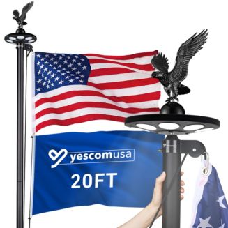 Yescom Bravery 20ft Eagle Topper Sectional Aluminum Flag Pole Kit with ...