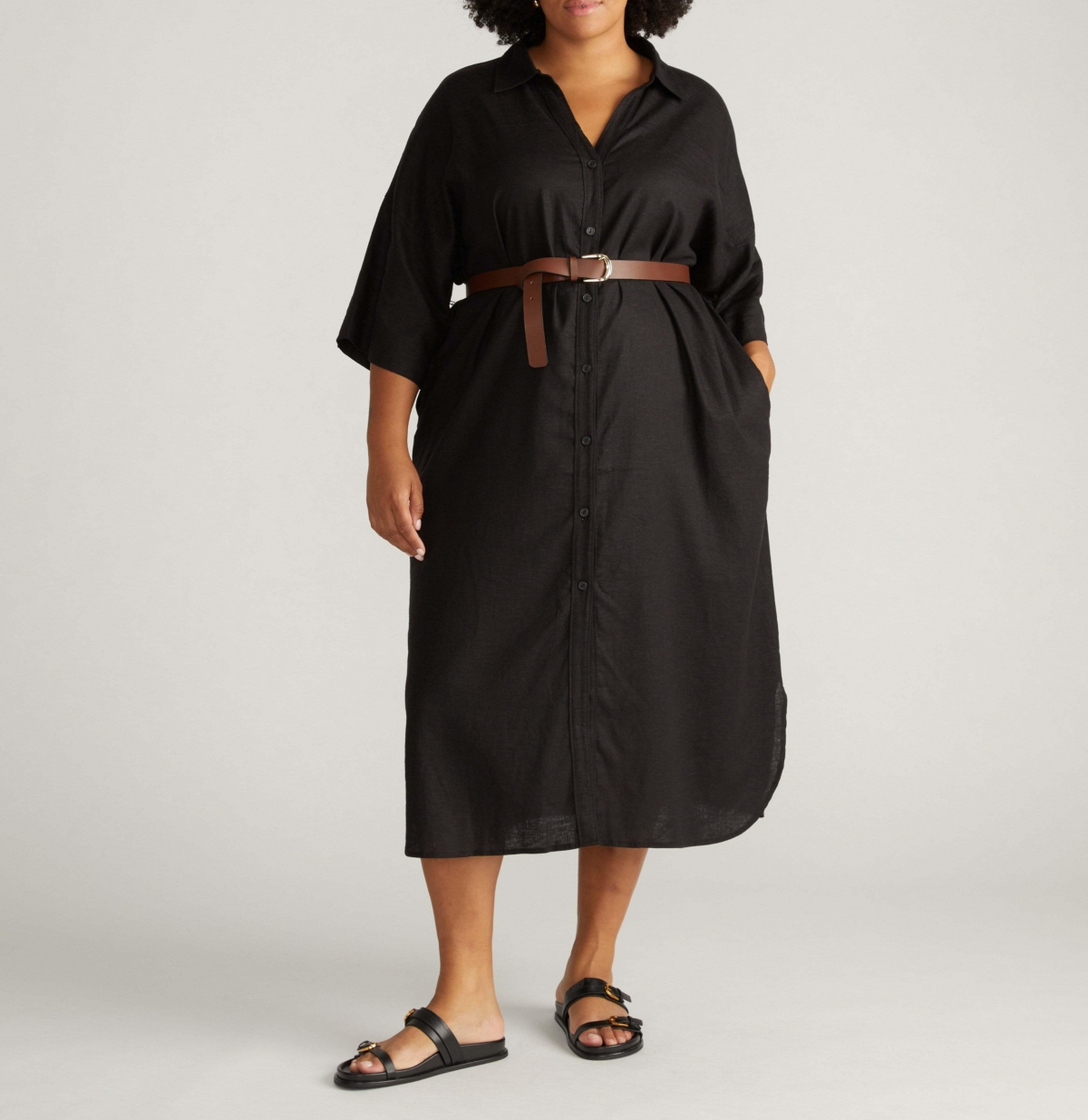 Click here for Universal Standard Plus Size Plaza Linen Shirtdres... prices