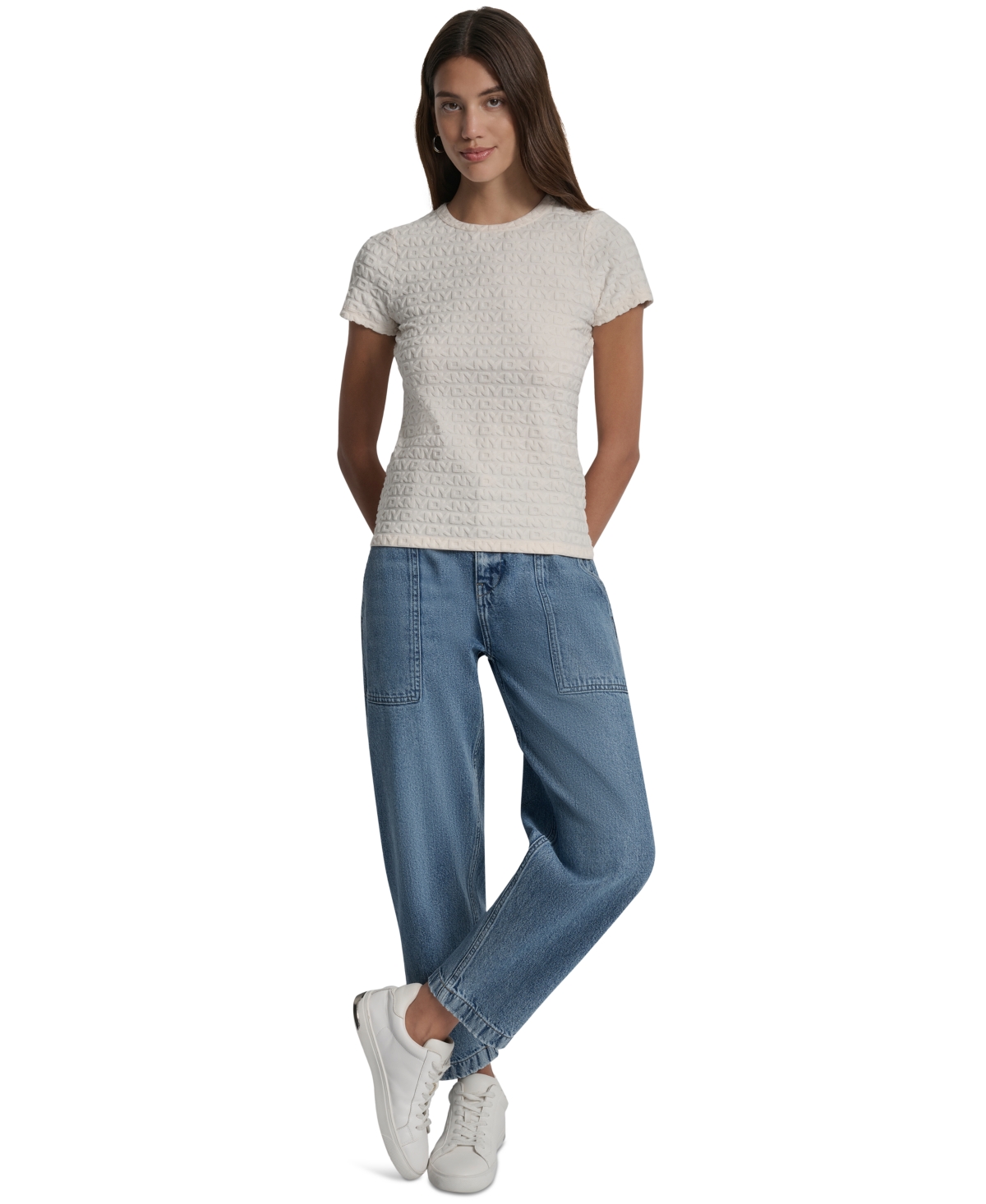 Click here for Dkny Jeans Womens Jacquard Logo Crewneck T-Shirt -... prices