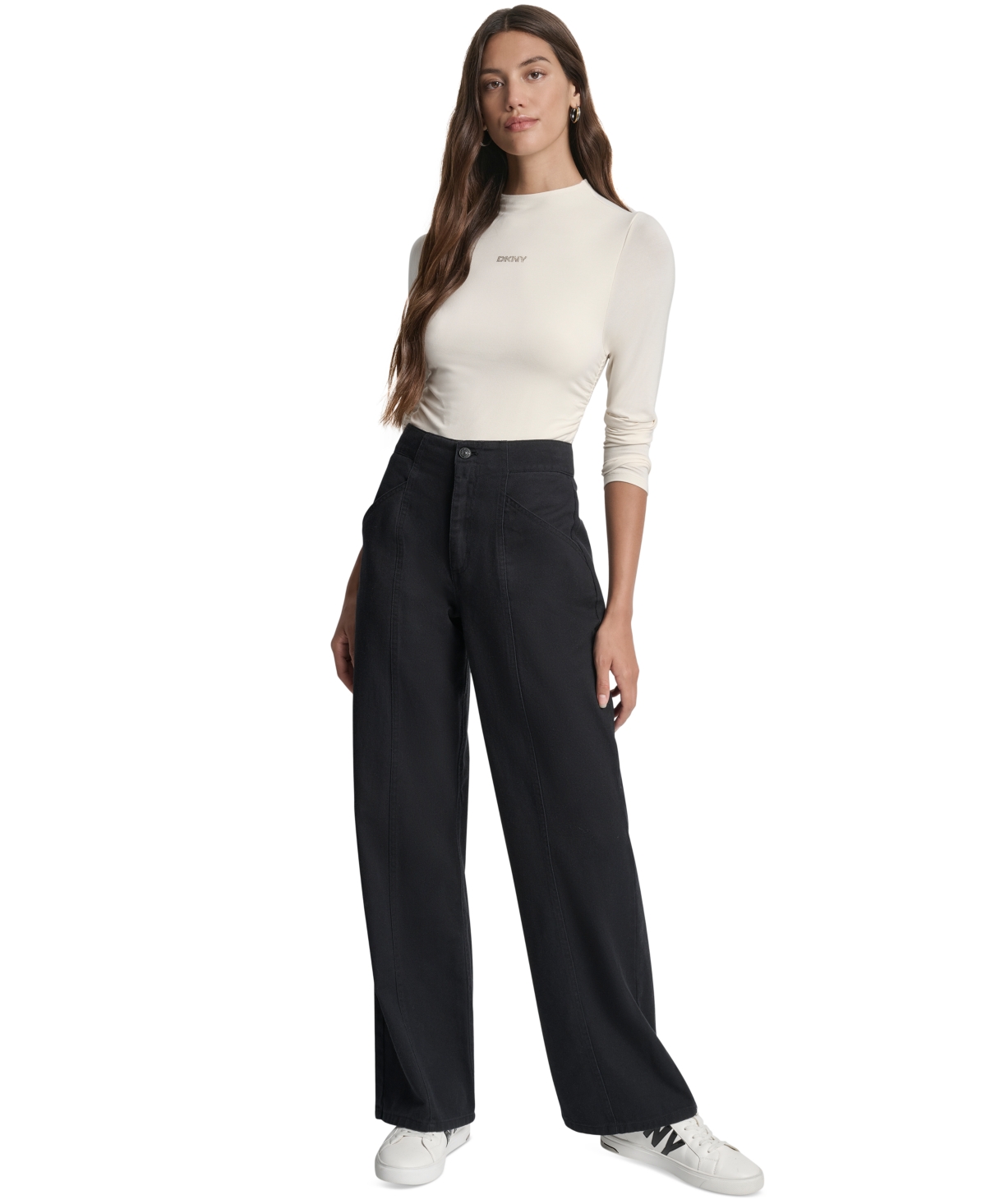 Click here for Dkny Jeans Womens Cotton High Rise Wide Leg Pants... prices