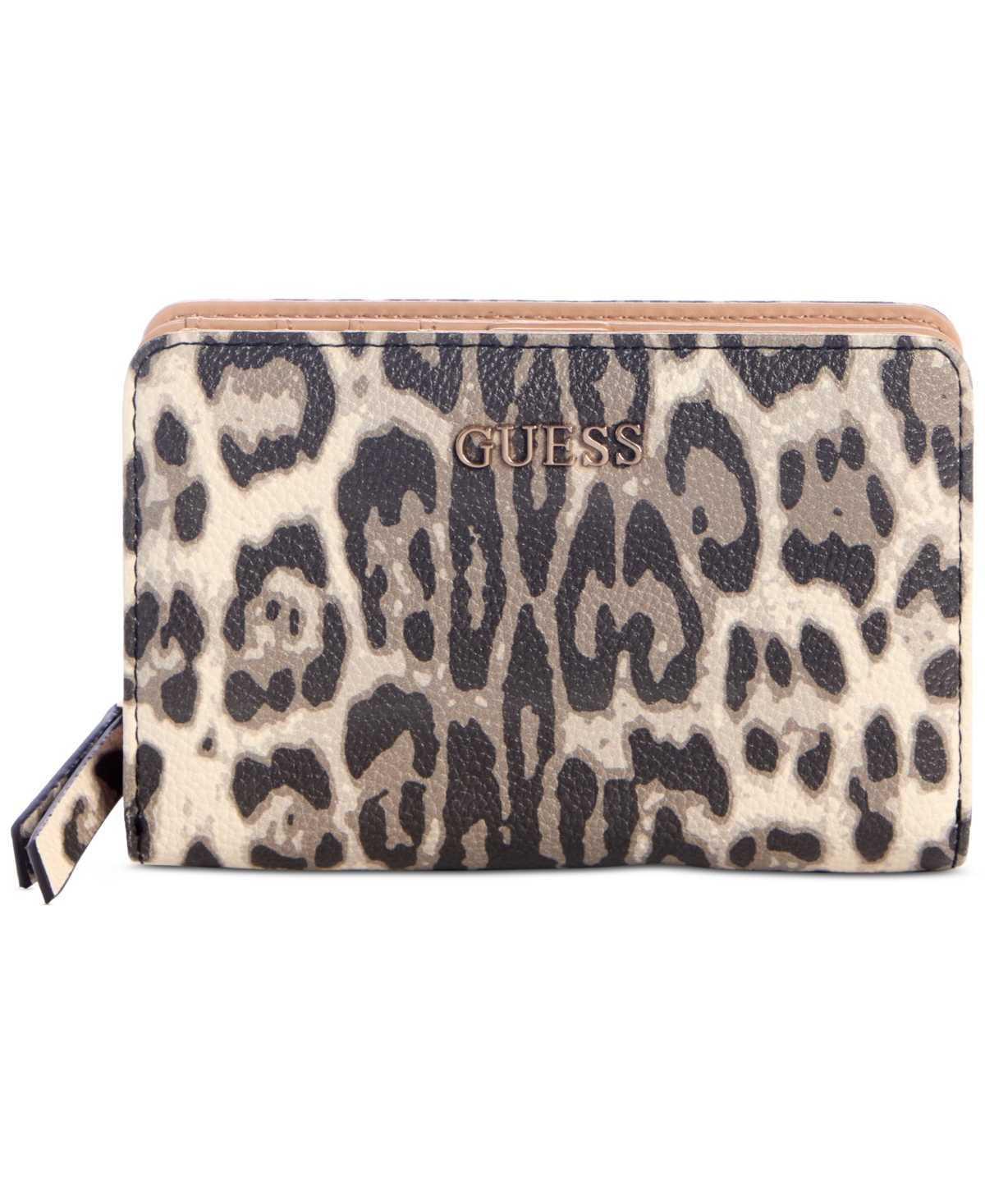 Click here for Guess Tinsley Leopard Print French Wallet - Brnove... prices