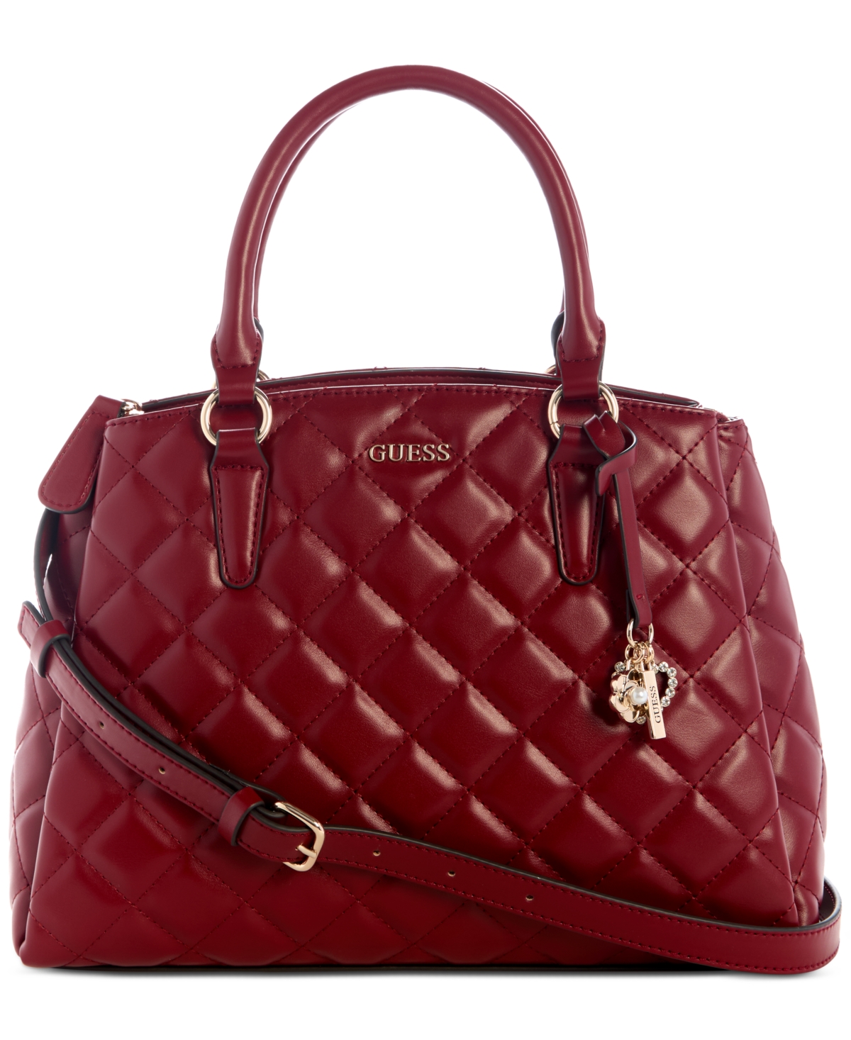 Click here for Guess Tinsley Medium Quilted Three Compartment Sat... prices