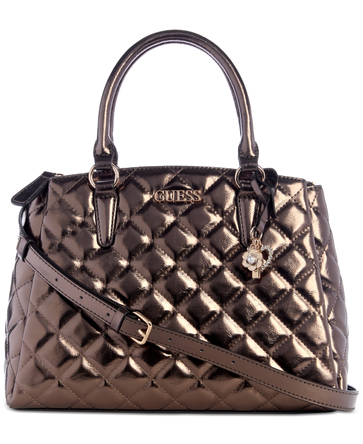 Click here for Guess Tinsley Medium Quilted Three Compartment Sat... prices