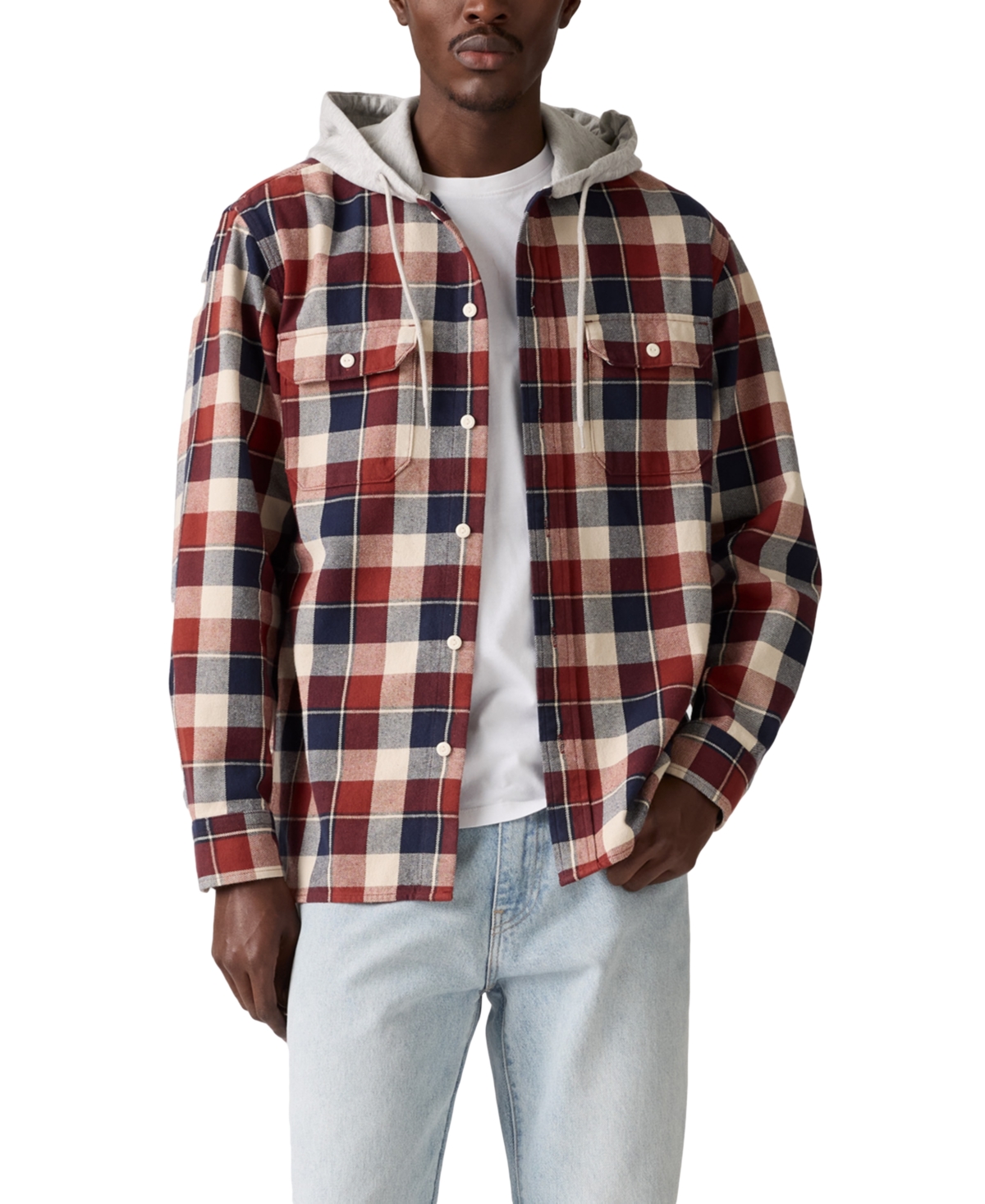 Click here for Levis Mens Relaxed Fit Hooded Long Sleeve Button-F... prices