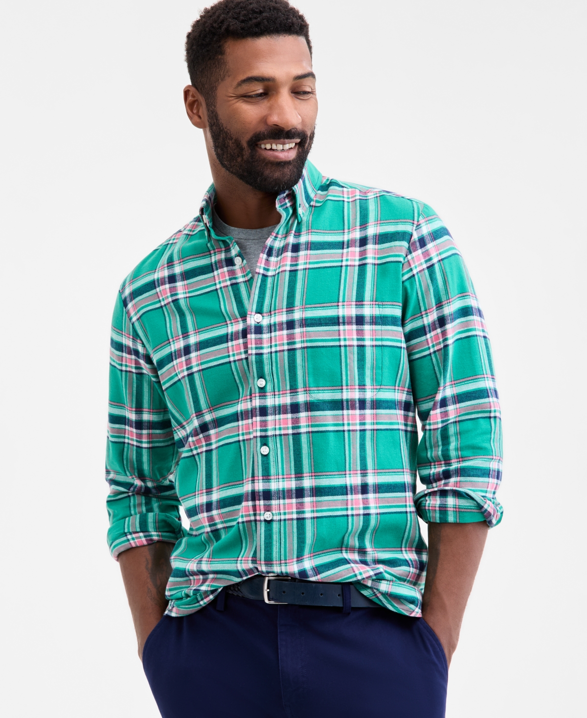 Click here for Club Room Mens Vine Plaid Button-Down Flannel Shir... prices