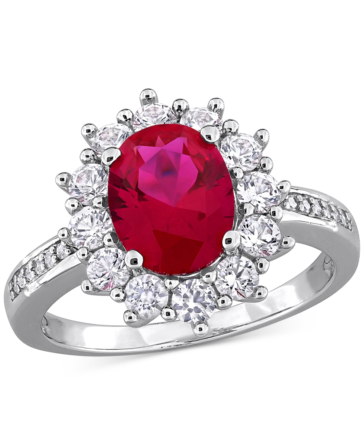 Click here for Gemstone & Diamond Accent Halo Ring in Sterling Si... prices