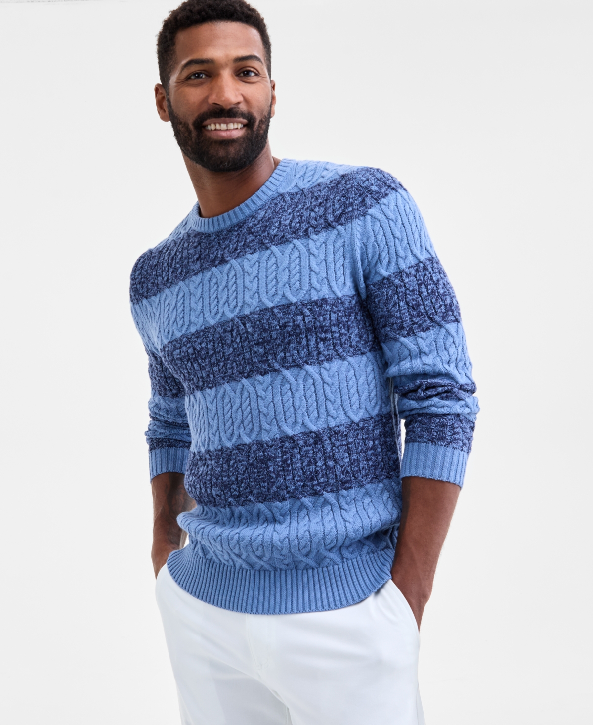 Click here for Club Room Mens Marled Cable-Knit Crewneck Sweater... prices