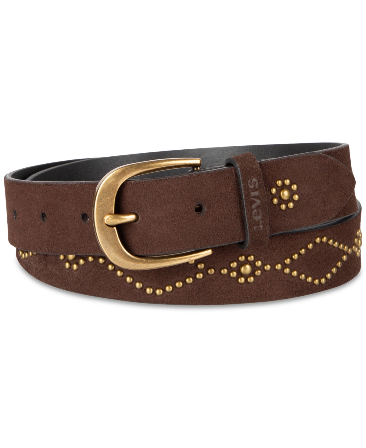 Click here for Levis Western Studded Suede Casual Belt - Dark Bro... prices