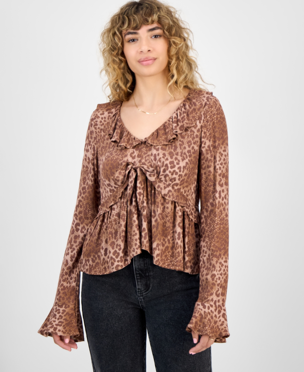 Click here for Self Esteem Juniors Ruffled Babydoll Top - Chocola... prices