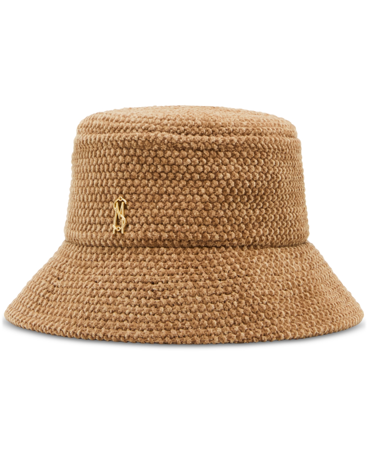Click here for Steve Madden Chenille Logo Bucket Hat - Lt Camel prices