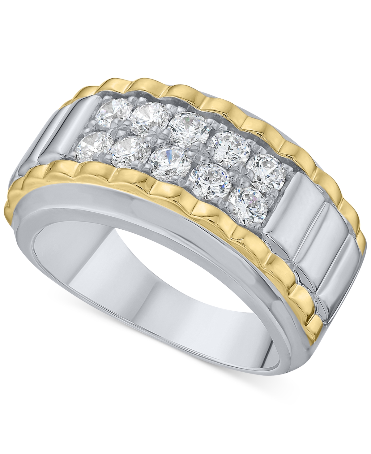 Click here for Mens Diamond Two Row Ridge Texture Band (1 ct. t.w... prices