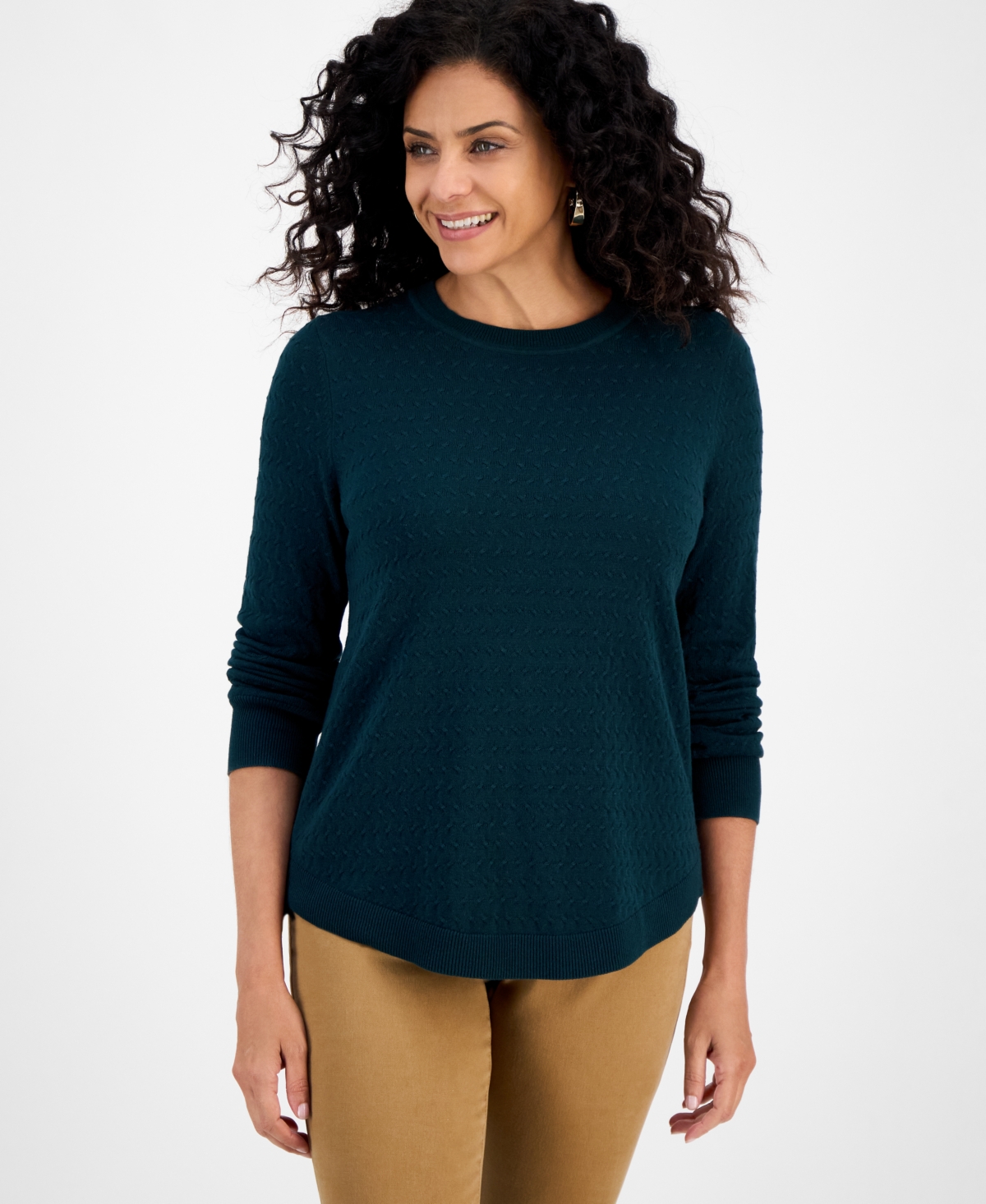 Click here for Style & Co Womens Curved-Hem Cotton Pullover Sweat... prices