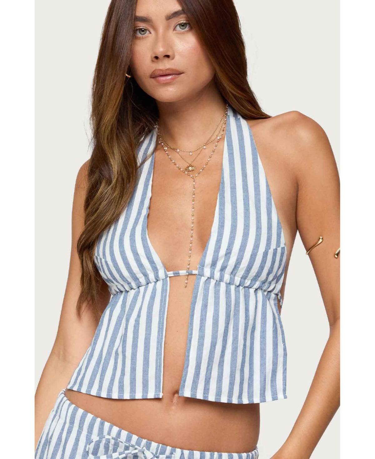 Click here for Edikted Womens Macey Striped Split Front Backless... prices