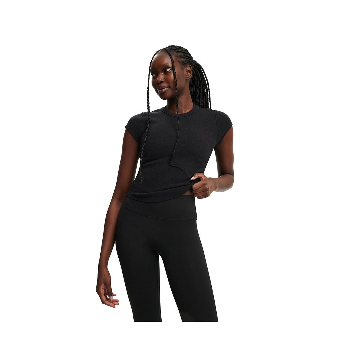 Click here for Cotton On Womens Active Curved Hem Baby Tee - Blac... prices
