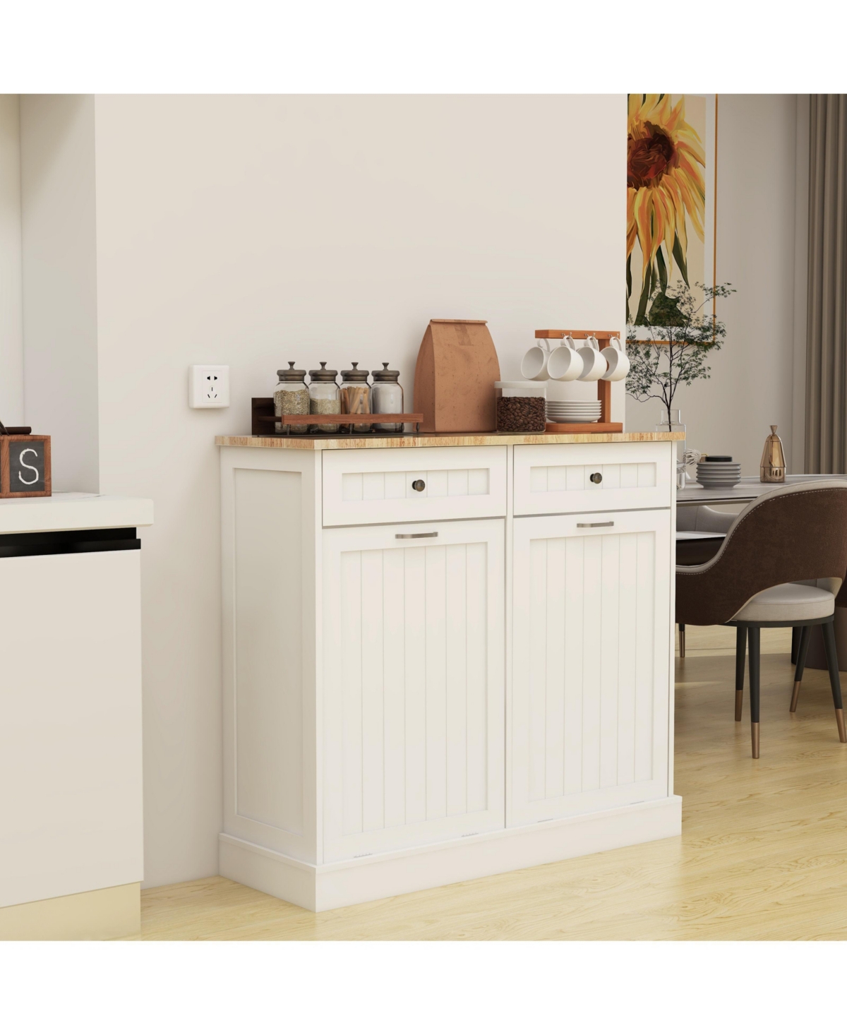 Click here for Casainc Tilt-Out Trash Cabinet with Two Drawers an... prices