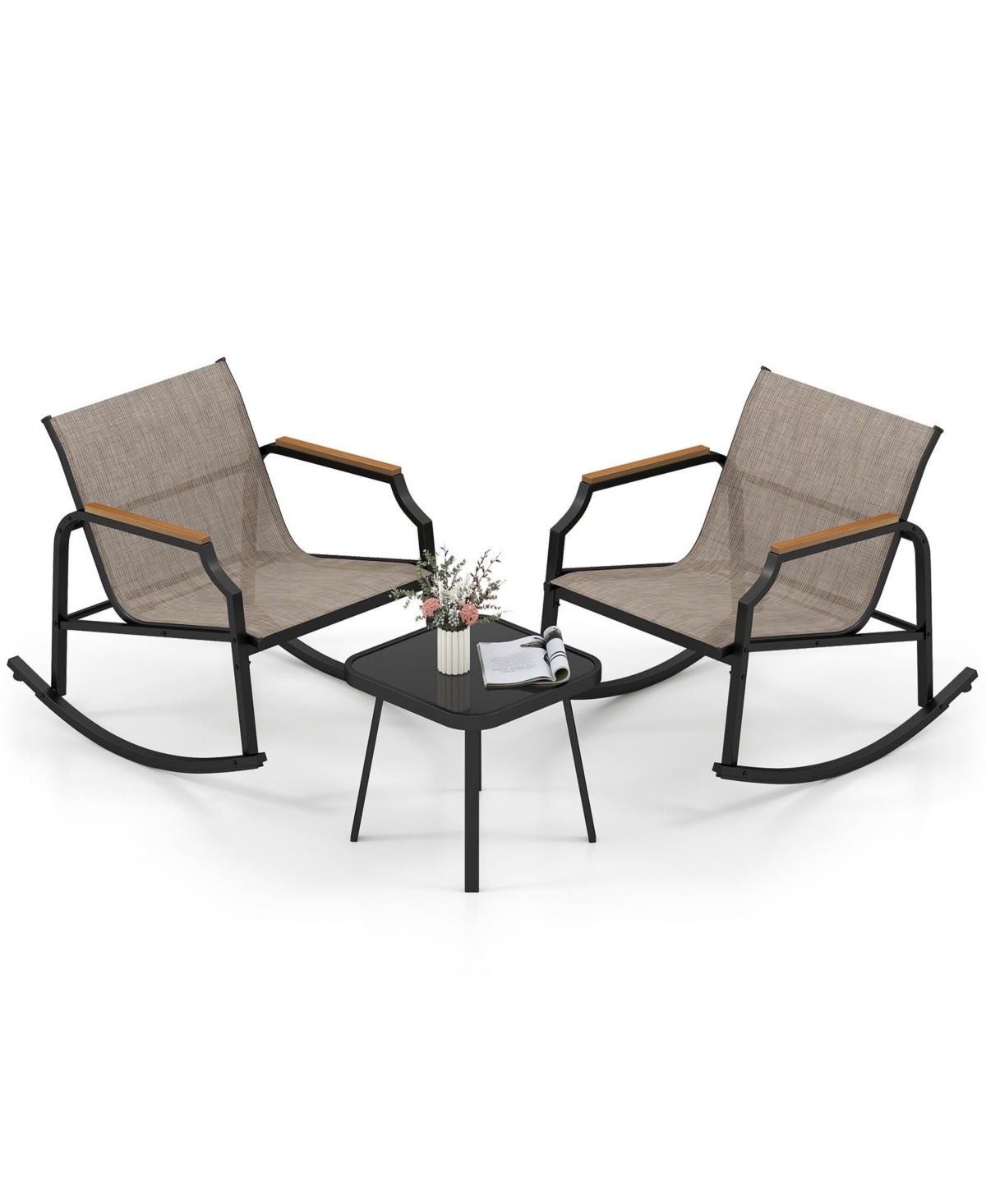Click here for Slickblue Outdoor 3-Piece Rocking Chair Bistro Set... prices