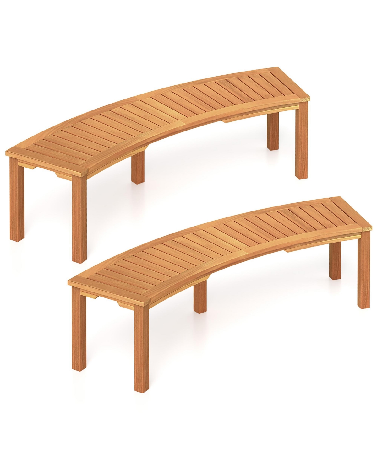 Click here for Gymax Set of 2 Outdoor Curved Bench w/ Slatted Sea... prices