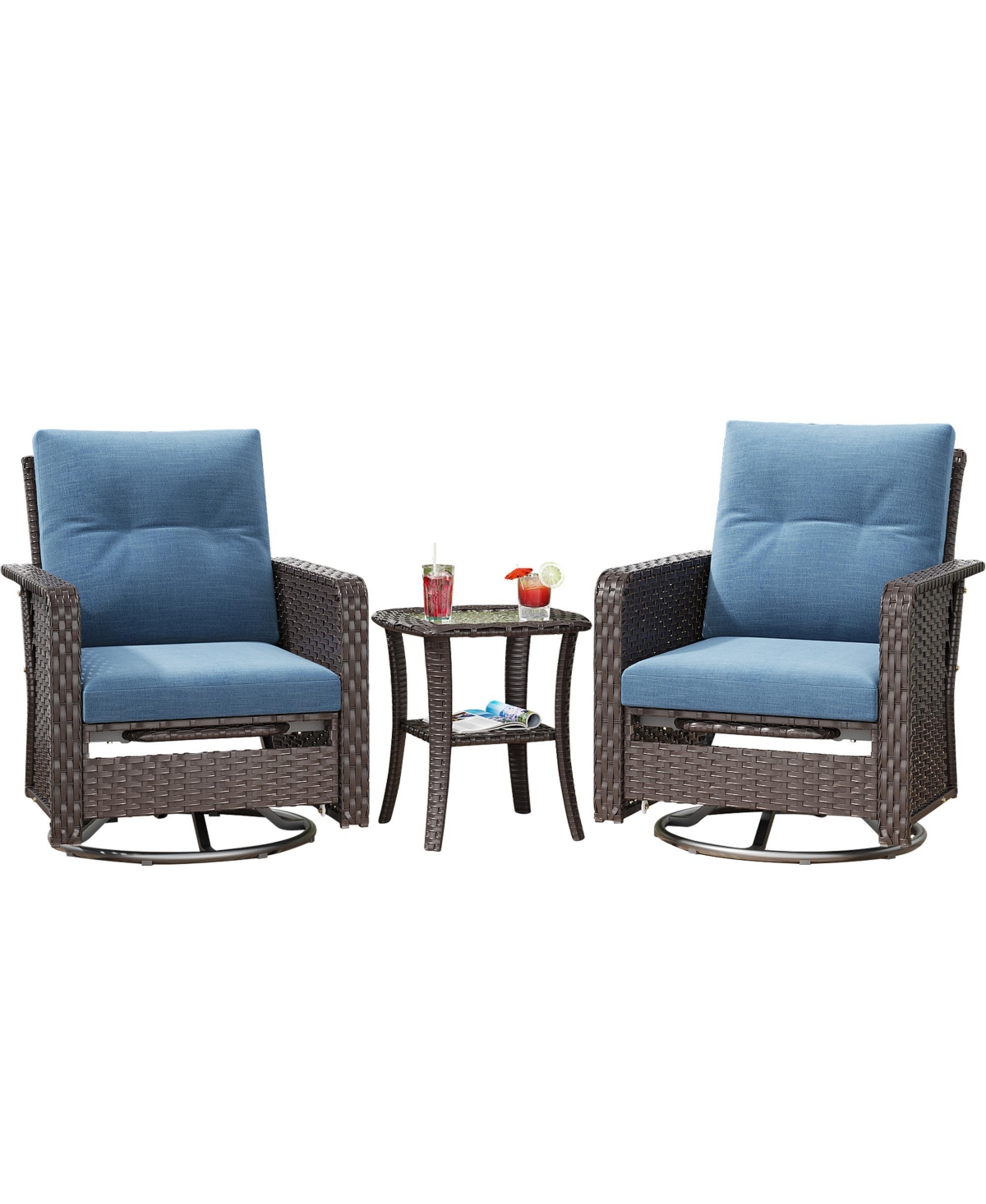 Click here for Vlsrka 3-Piece Outdoor Swivel Wicker Rocking Chair... prices