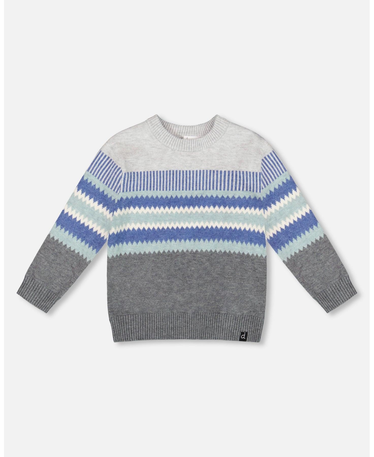 Deux par Deux Baby Boys Knitted Jacquard Sweater Dark Gray - Dark gray