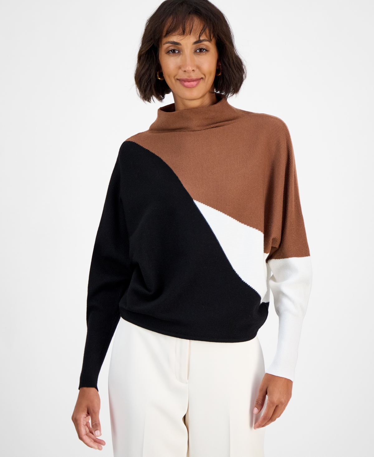 Click here for T Tahari Womens Funnel-Neck Dolman-Sleeve Sweater... prices